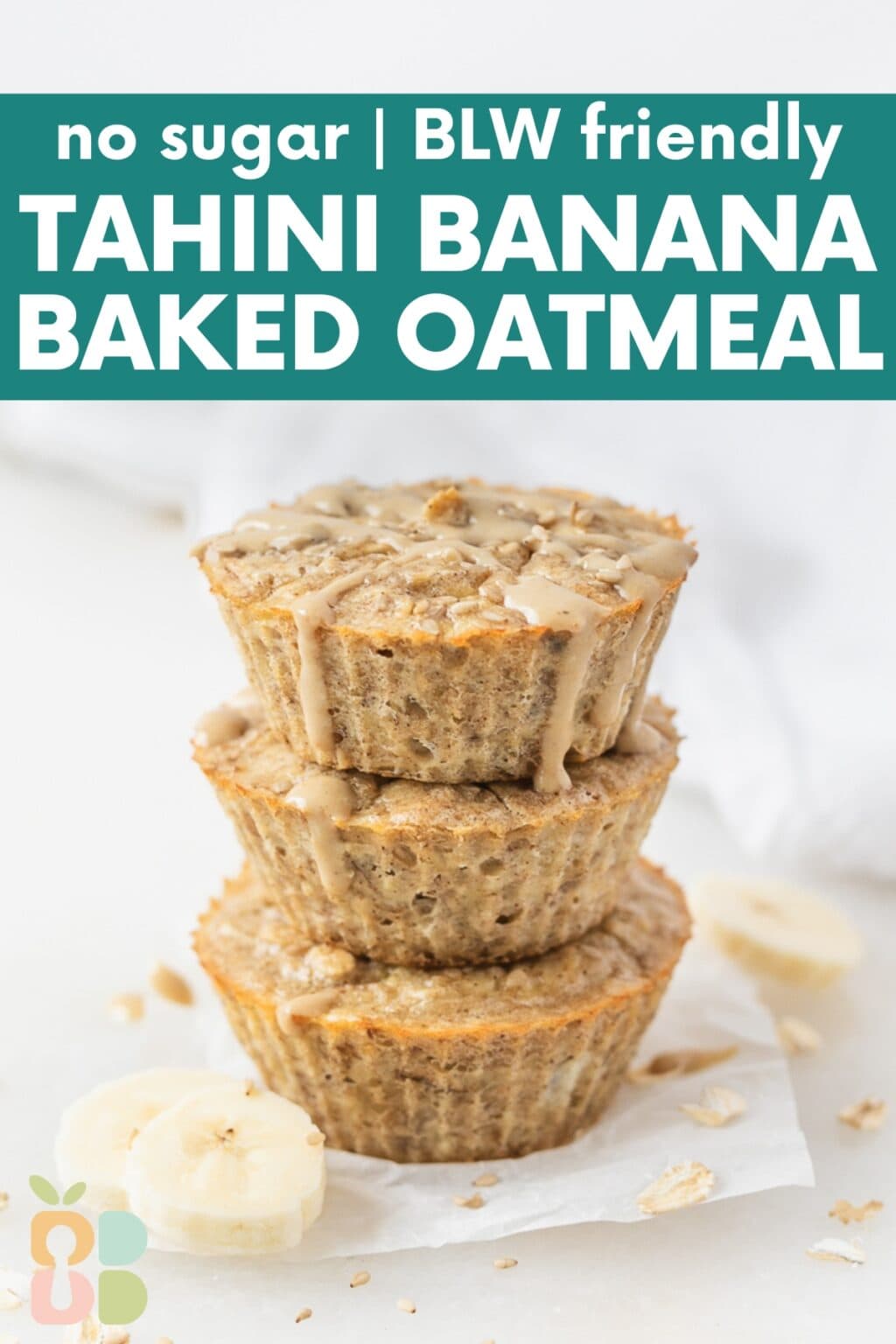 Tahini Banana Baked Oatmeal Muffins - Baby Led Bliss
